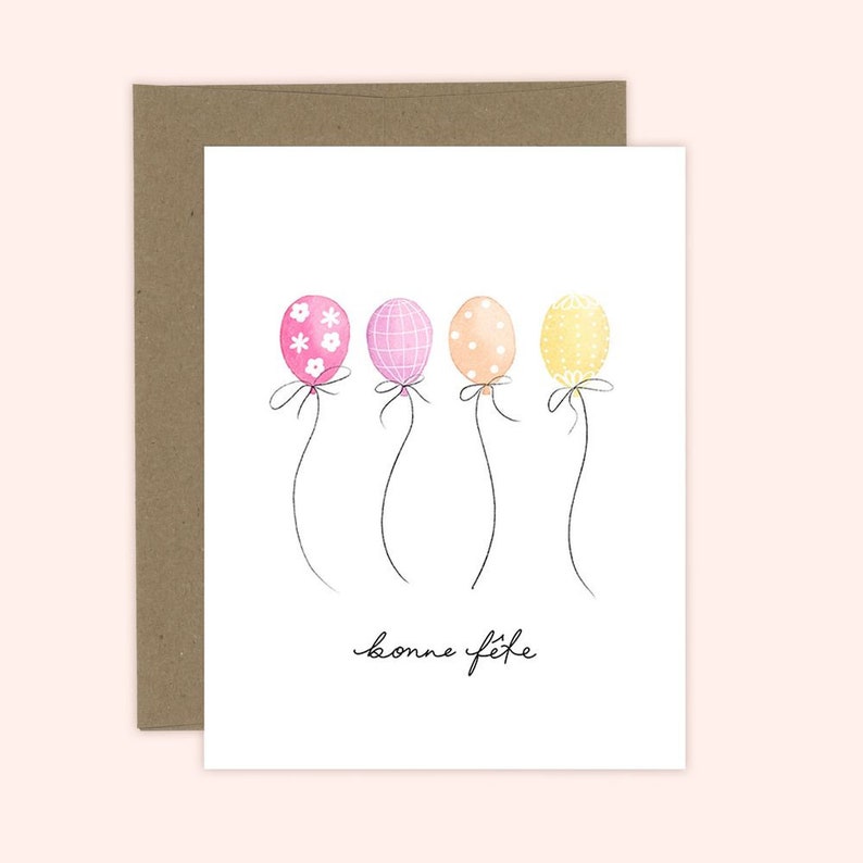 Bonne Fete Birthday Card, French Birthday Card, Francophone, Balloon ...