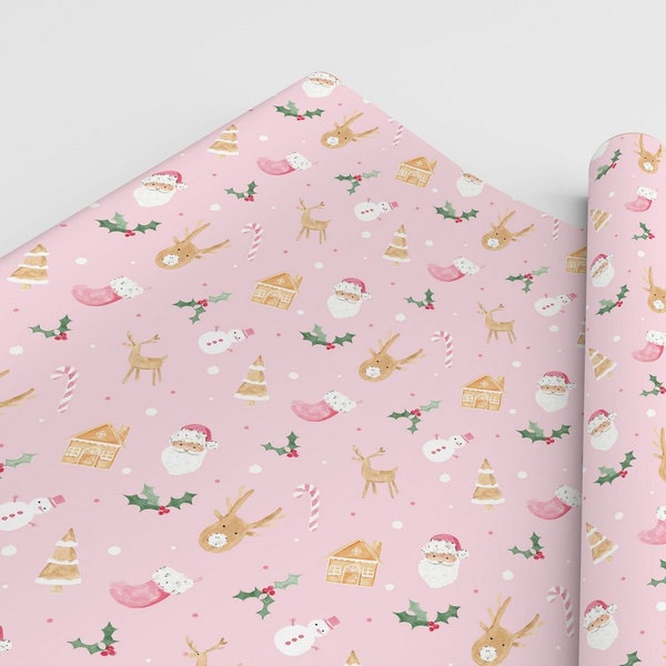 Pink Christmas Wrapping Paper - Etsy