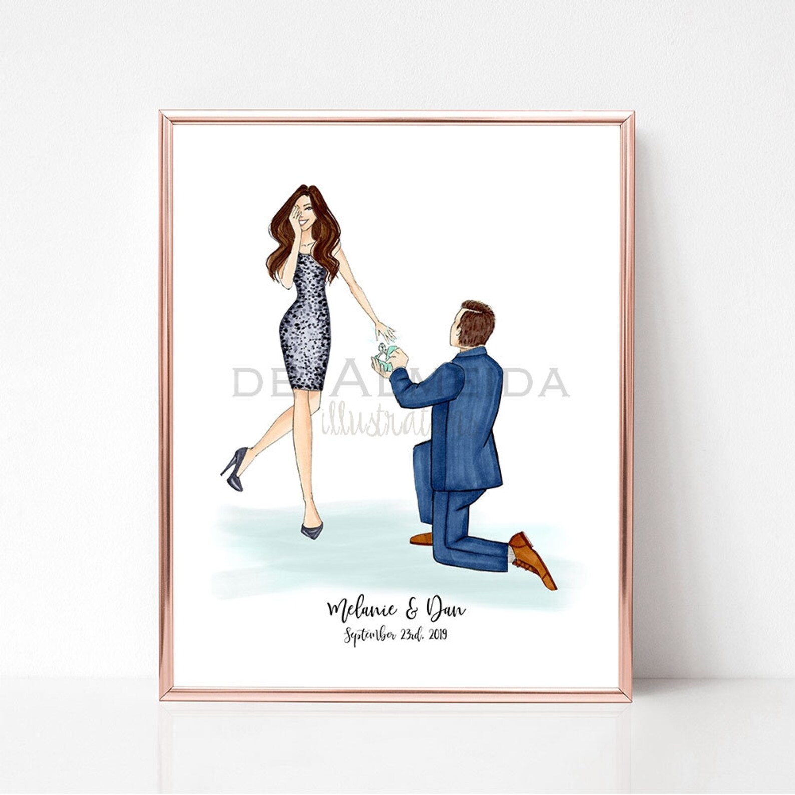 Engagement Illustration Gift Forever and Always Engagement - Etsy