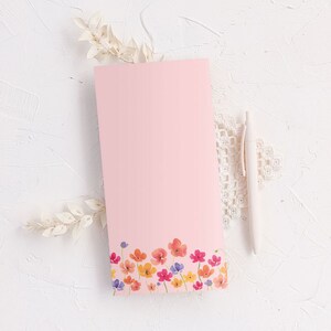Pink Flower Notepad - Floral Note Pad - Grocery List - 50 Pages Notes ...