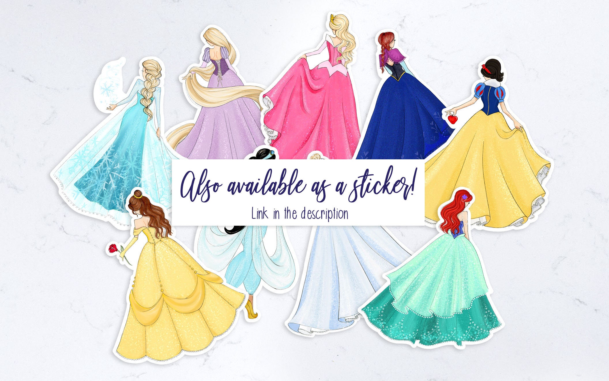 Princess Inspired art Print Belle Fashion Illustration | Etsy