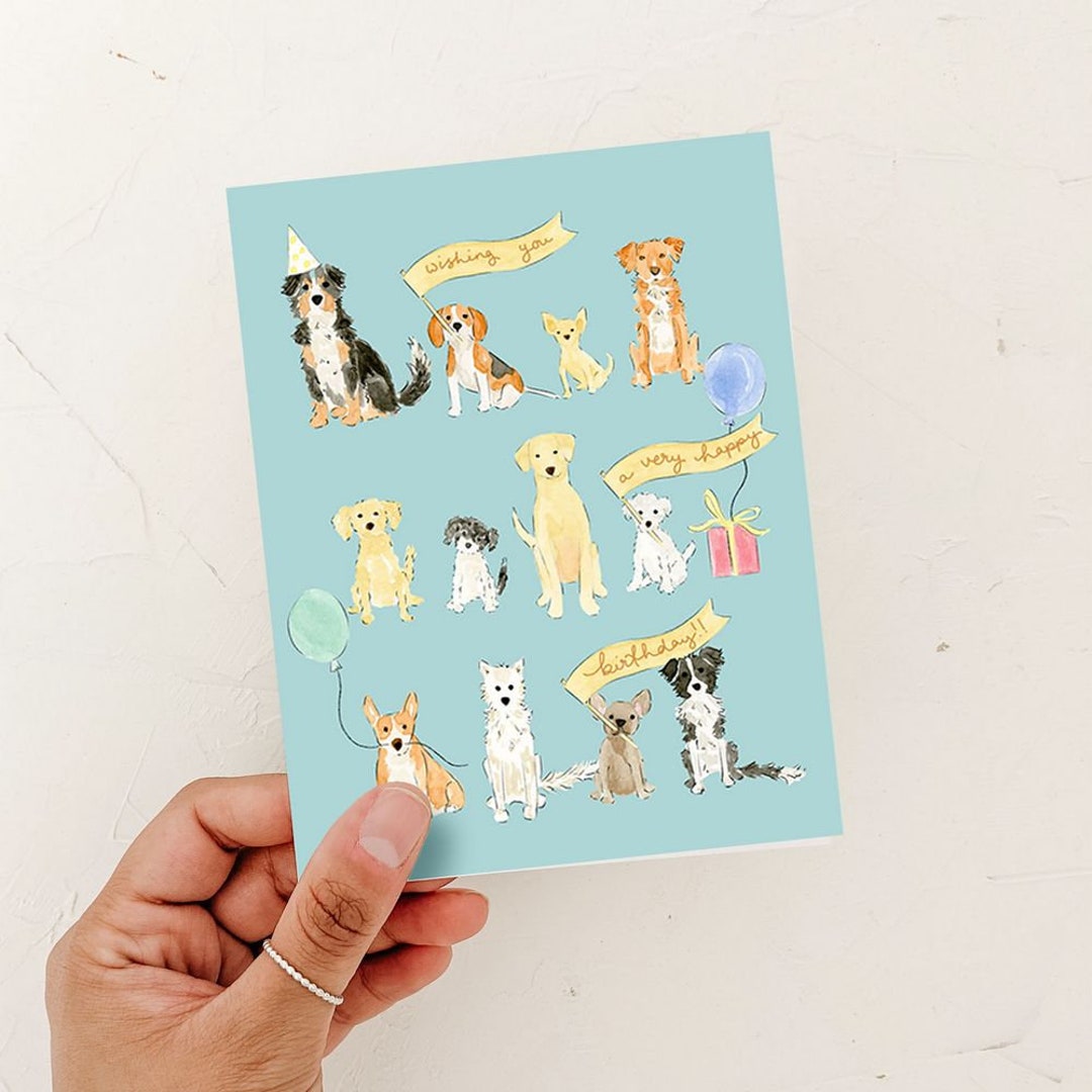 Wishing You a Happy Birthday Dog Lover Card, Birthday Card - Etsy