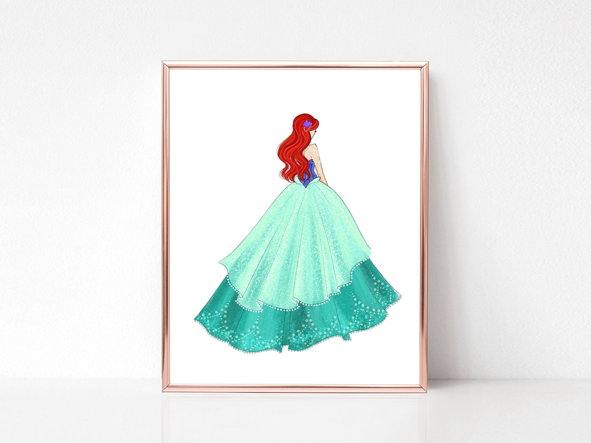 Princess Inspired (art Print) Ariel Little Mermaid Fashion Illustration ...