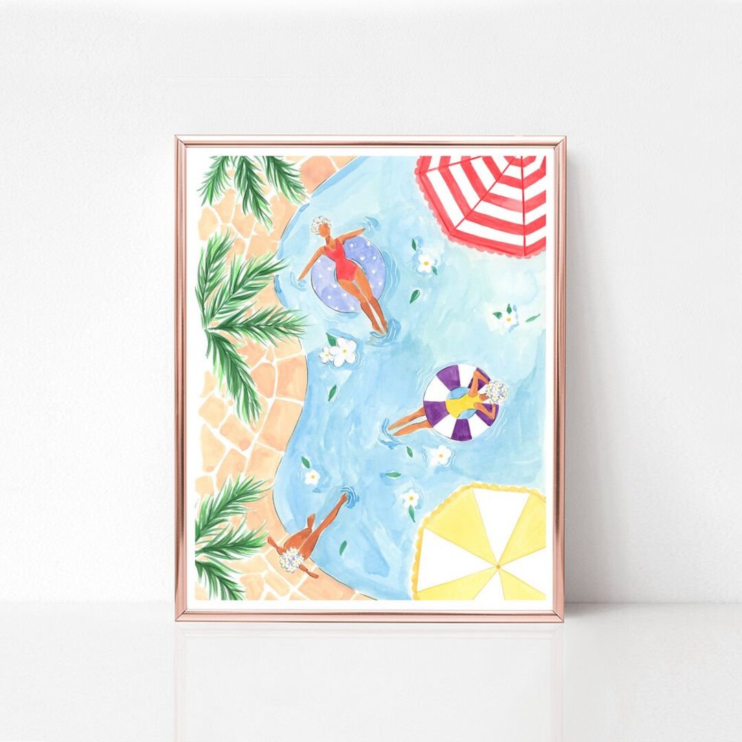 Tropical Pool Art Print, Floaties Art, Botanical Art, Botanical ...