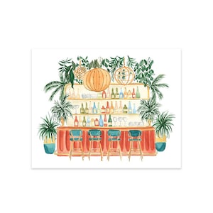Tropical Bar Art Print, Bar Cart Decor, Cocktail Bar Wall Decor, Boho ...