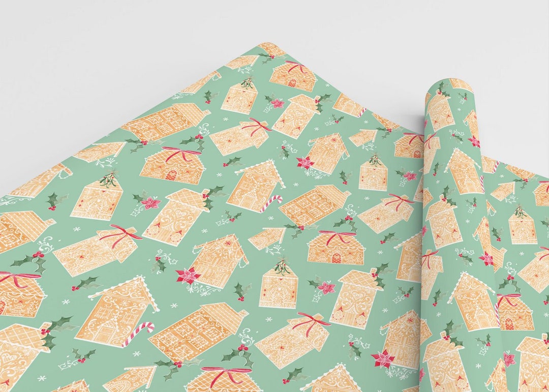 Christmas Wrapping Paper, Gingerbread Land Holiday Wrapping Paper 3 ...