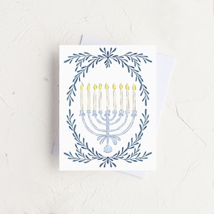 Happy Hanukkah Card, Menorah Card, Jewish Holiday Card, Watercolor Art ...