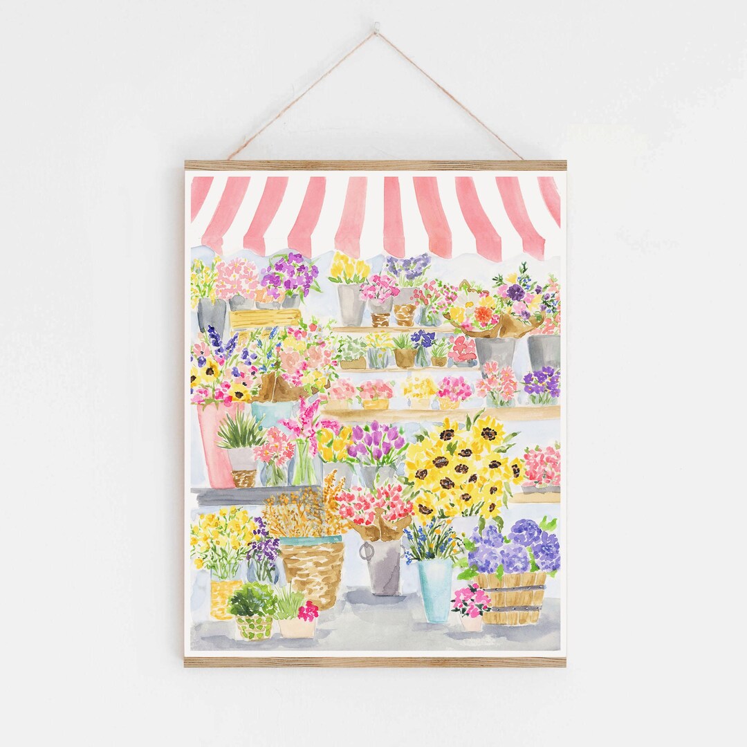Flower Shop Art Print - Spring Flowers Wall Decor -pink Flower Market ...