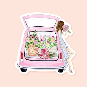 Vinyl Pink Mini Cooper Floral Sticker 2.8x 2.8 Die Cut Sticker Pink ...