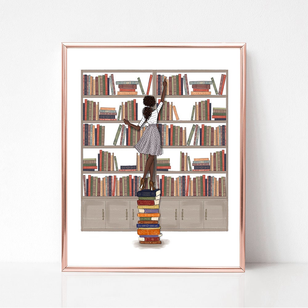Book Art Print Semi Personalized Bookworm Library Fashion | Etsy