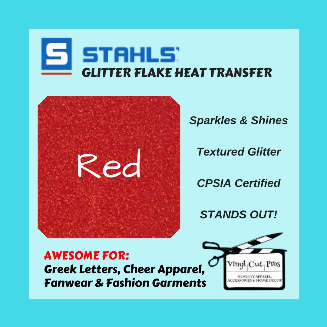 Red Glitter Flake Heat Transfer Vinyl - Glitter HTV - Red Glitter Heat ...