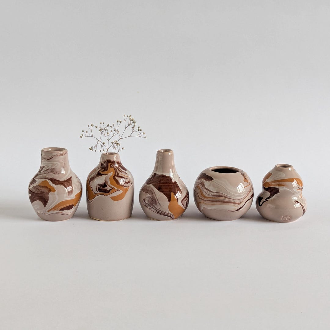 Handmade Ceramic Mini Vase Set of 5: Bud Vases, Tiny Pottery Art - Etsy