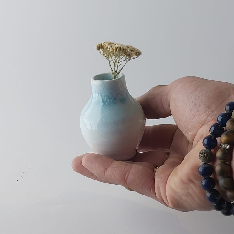Miniature Ceramic Vase and Flowers - Etsy