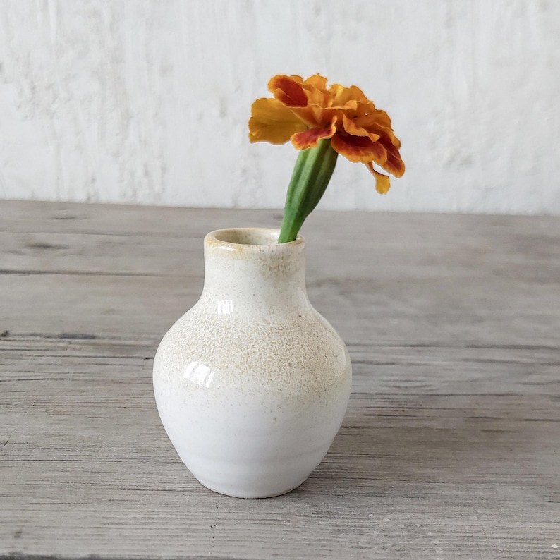 Handmade Ceramic Mini Vase: Tiny Pottery Bud Vase, Cappuccino Accent - Etsy