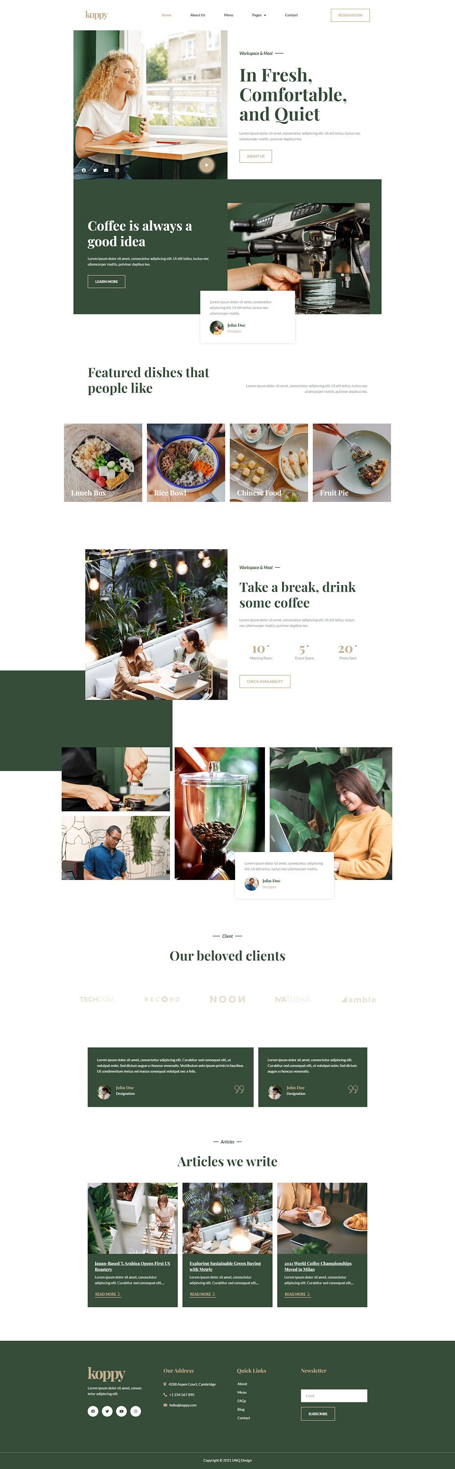 Coffee Shop and Cafe Website Template, Wordpress Elementor Theme With ...
