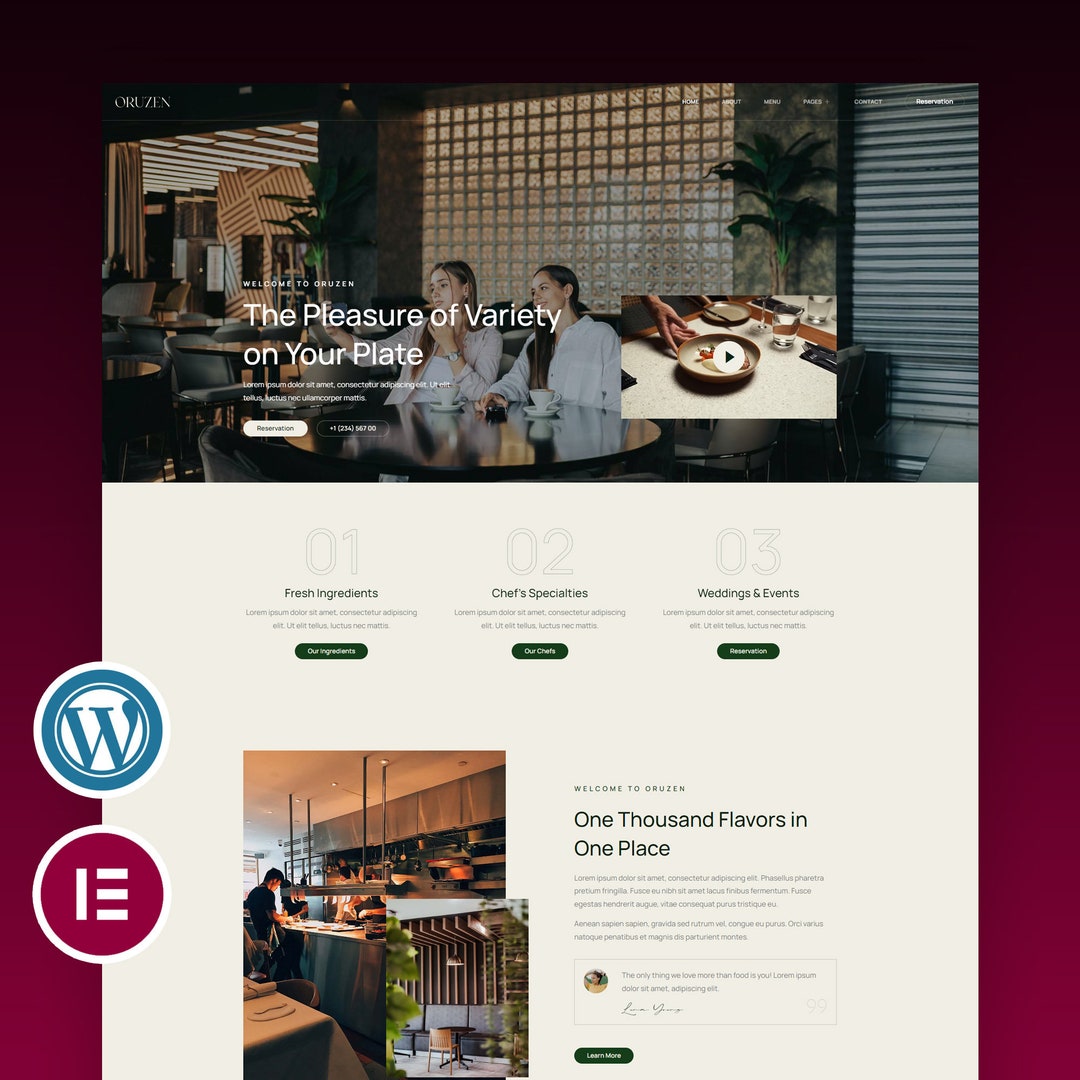 Restaurant & Cafe Website Template, Wordpress Elementor Theme With Professional Installation ...