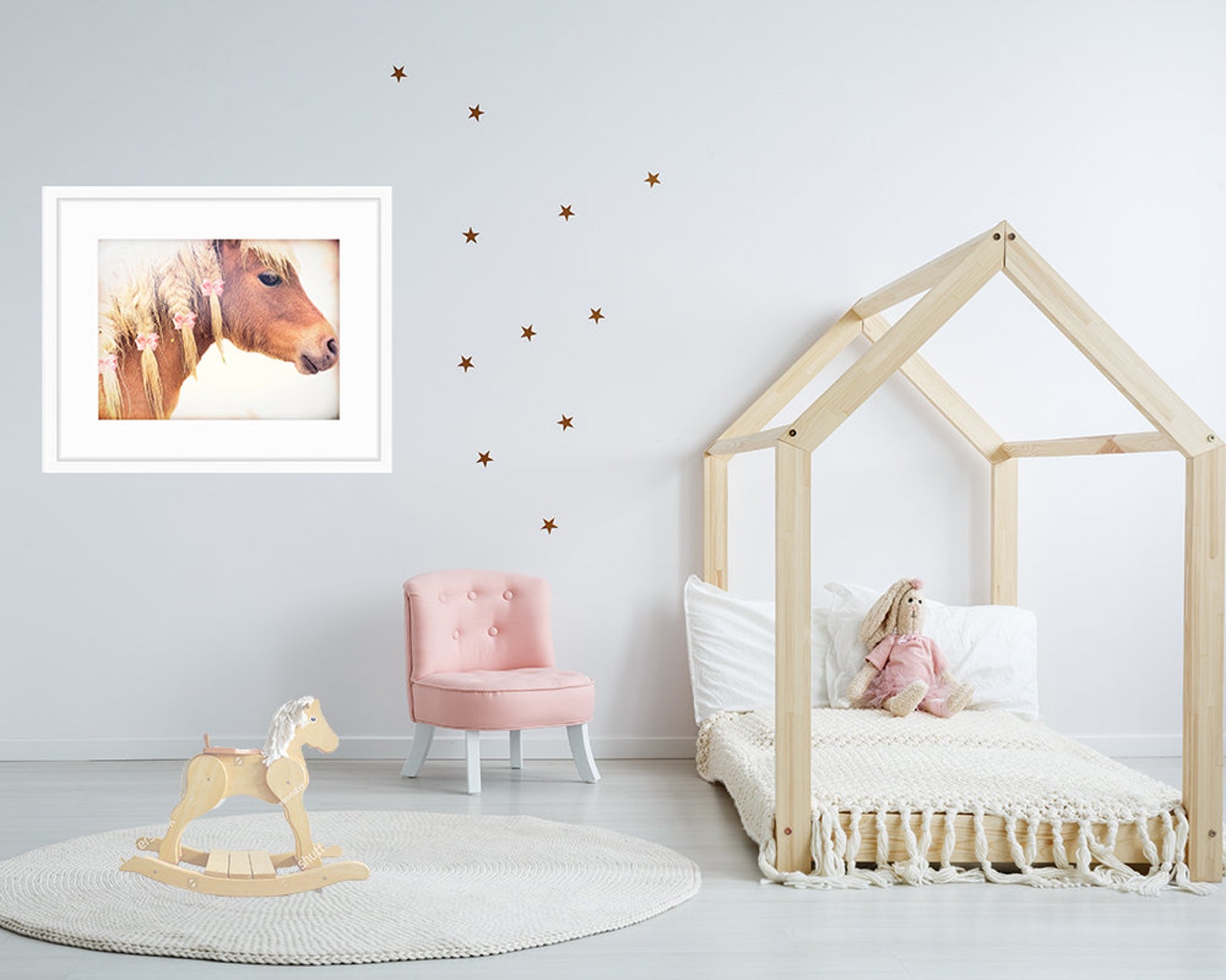 Pony Wall Art - Horse Portrait, Horse Wall Decor 11x14 Braided Pony ...