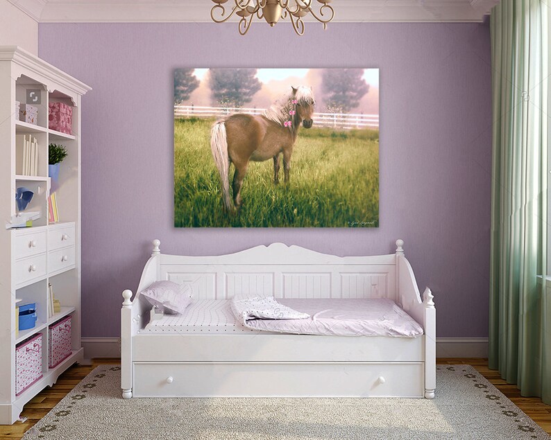 Pony Print Nursery Horse Print 11x14, Green and Pink, Girl Room Decor ...