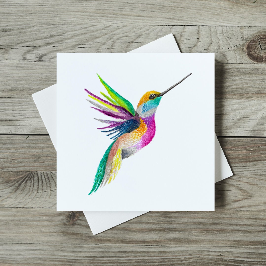Hummingbird Blank Card, Watercolour Bird Print, Bird Card, Cute Card ...