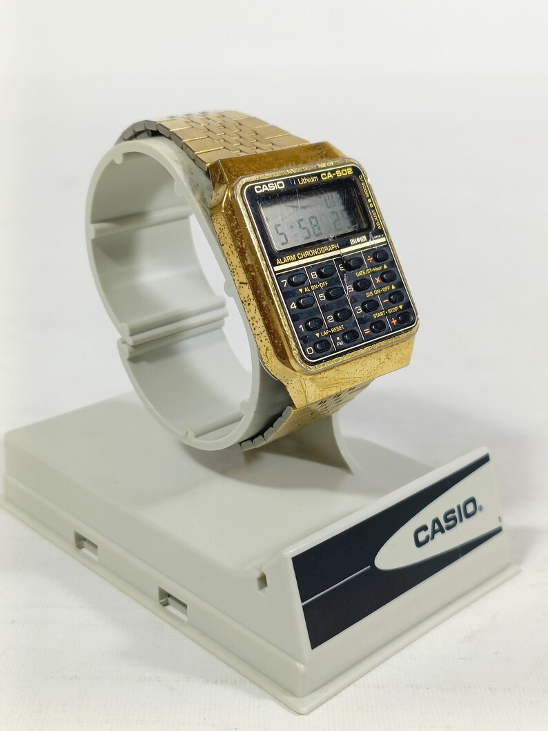 Casio CA-502 Gold Calculator Watch Module 437 Vintage - Etsy Israel