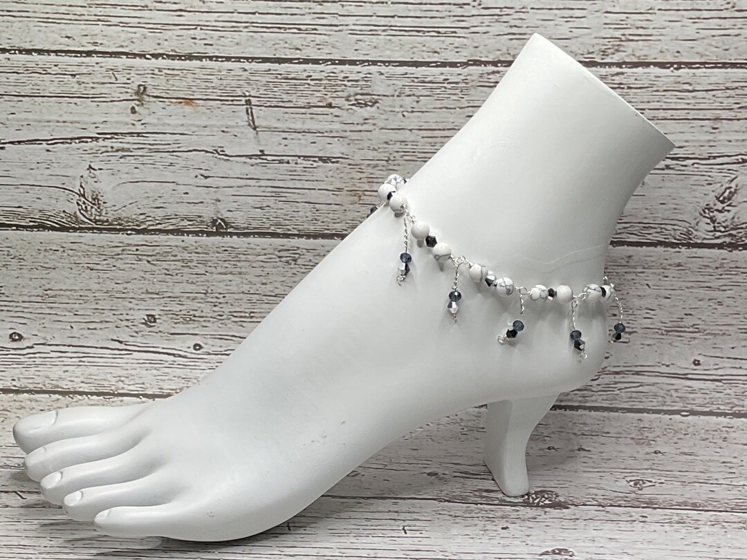 White Anklet, Magnetic Anklet, Crystal Anklet, Anklet, Womans Anklet ...