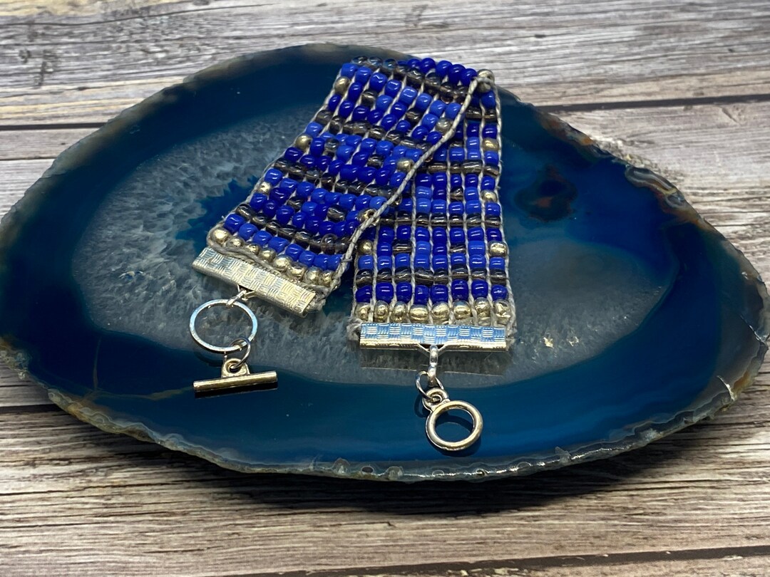 Royal Blue Bracelet, Cobalt Blue Bracelet, Beaded Bracelet, Weaved Loom ...