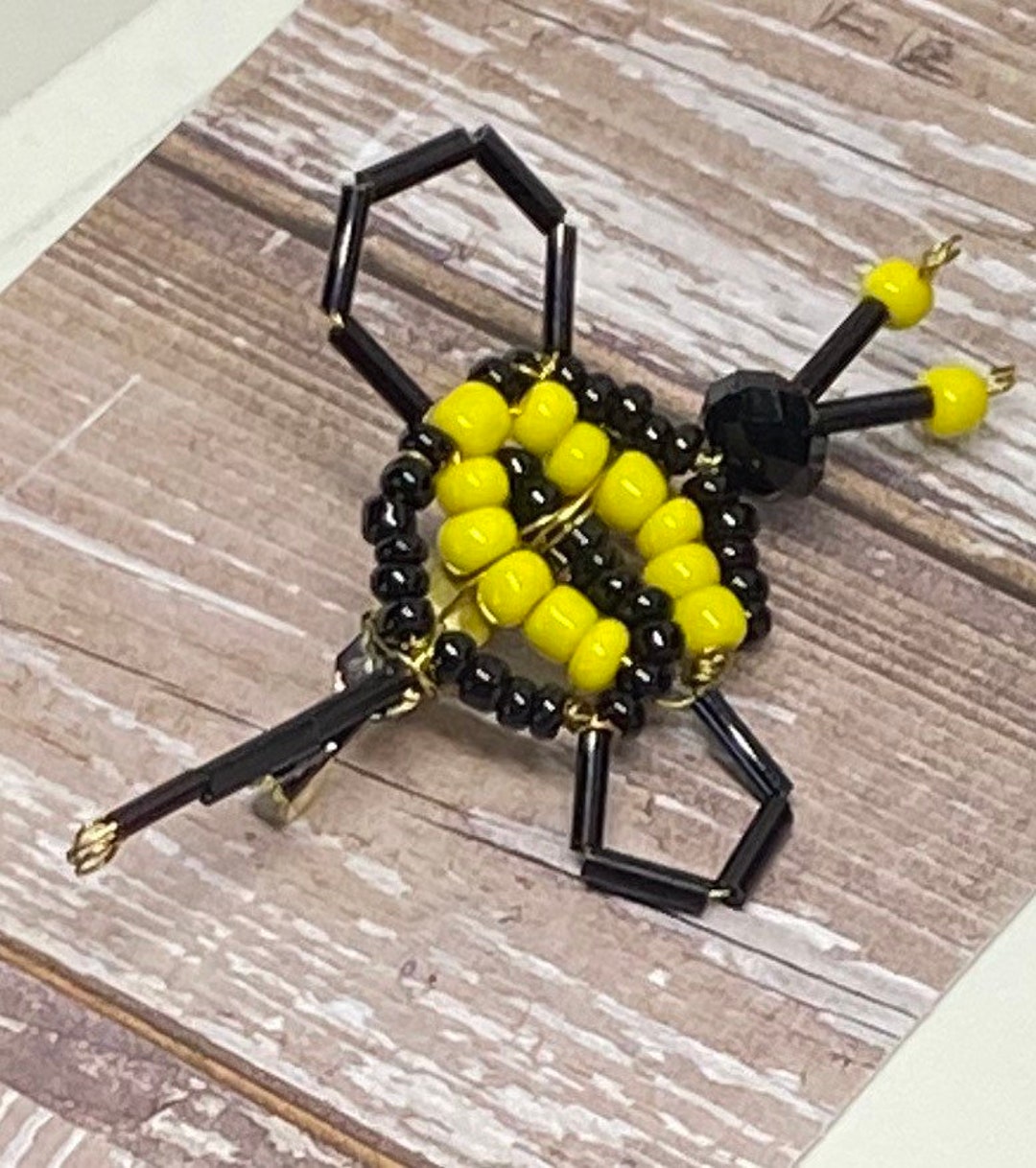 Bumble Bee Seed Bead Pin,handmade Shirt Pin, Purse Pin, Lapel Pin, Hat ...