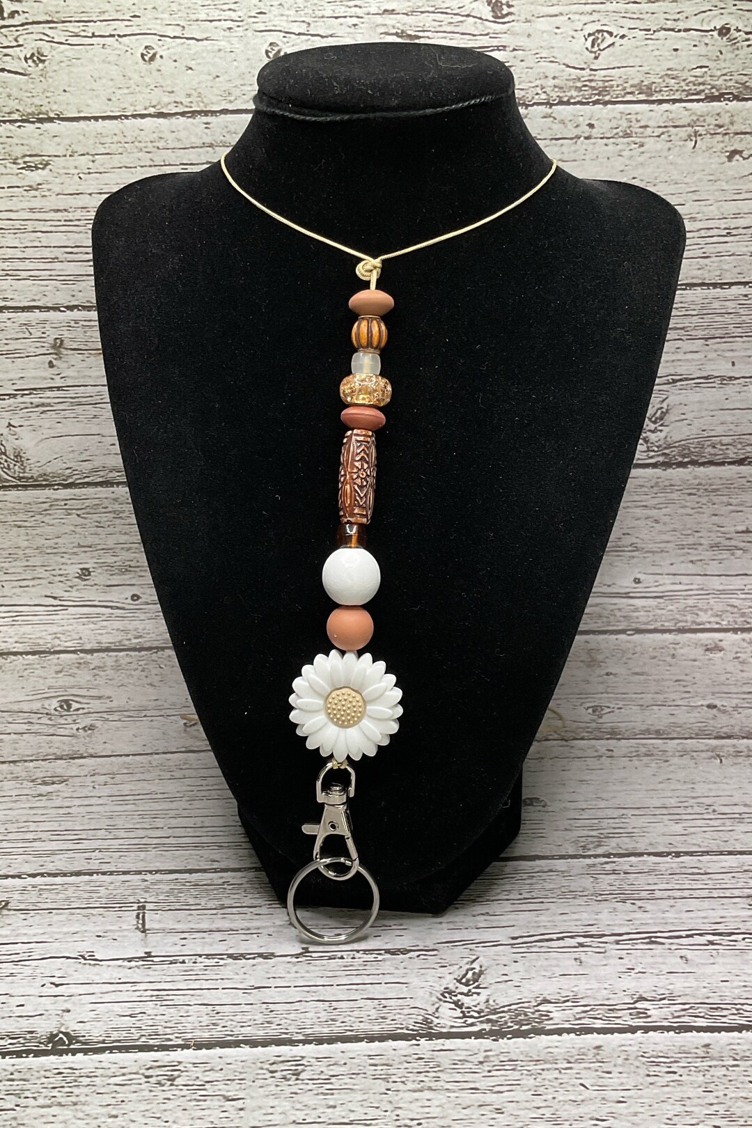 Sunflower Lanyard, Flower Lanyard,beaded Lanyard Work Badge Holder ...