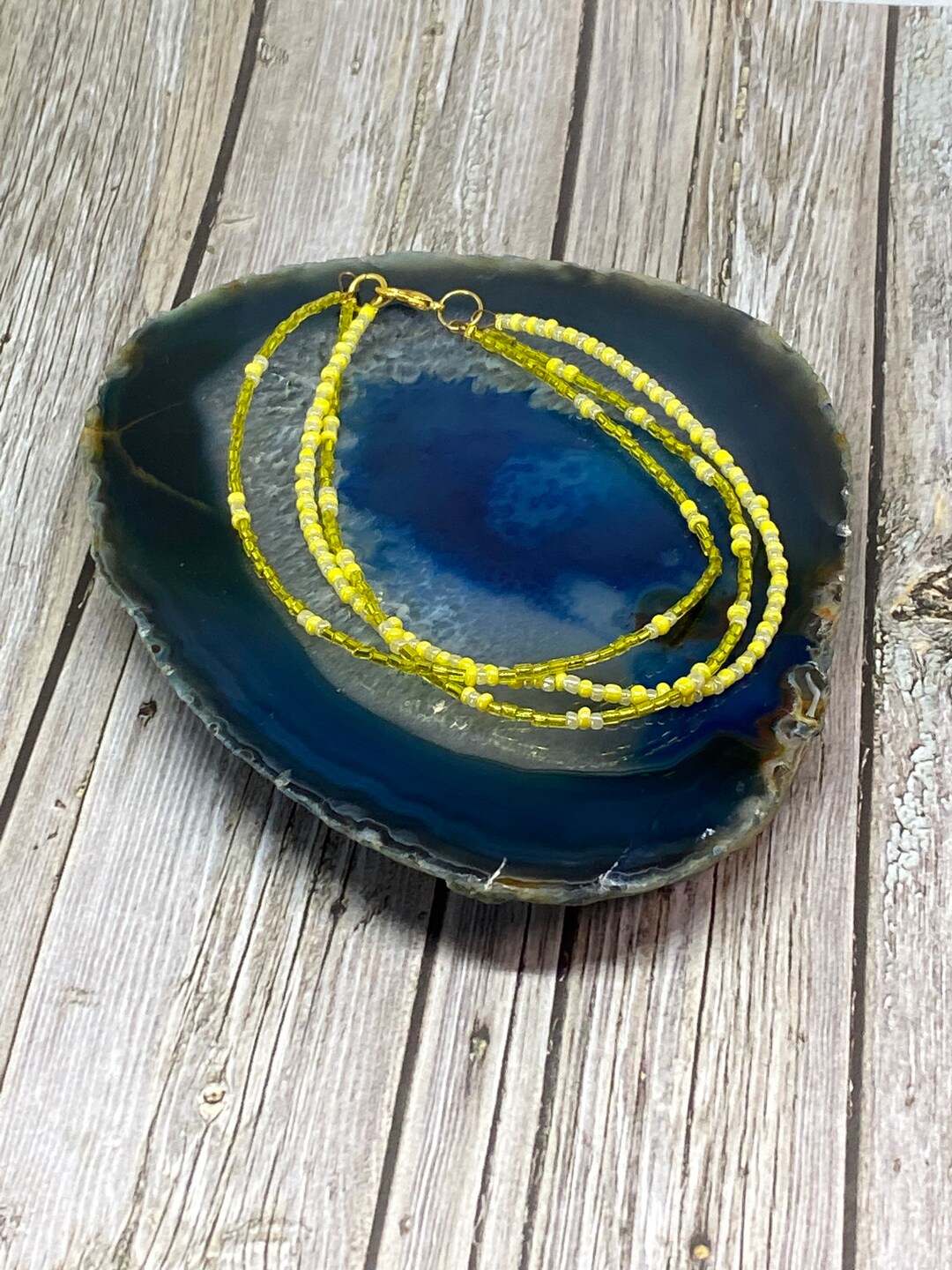 Yellow Anklet, Beaded Anklet, Multi Layered Anklet, Handmade - Etsy