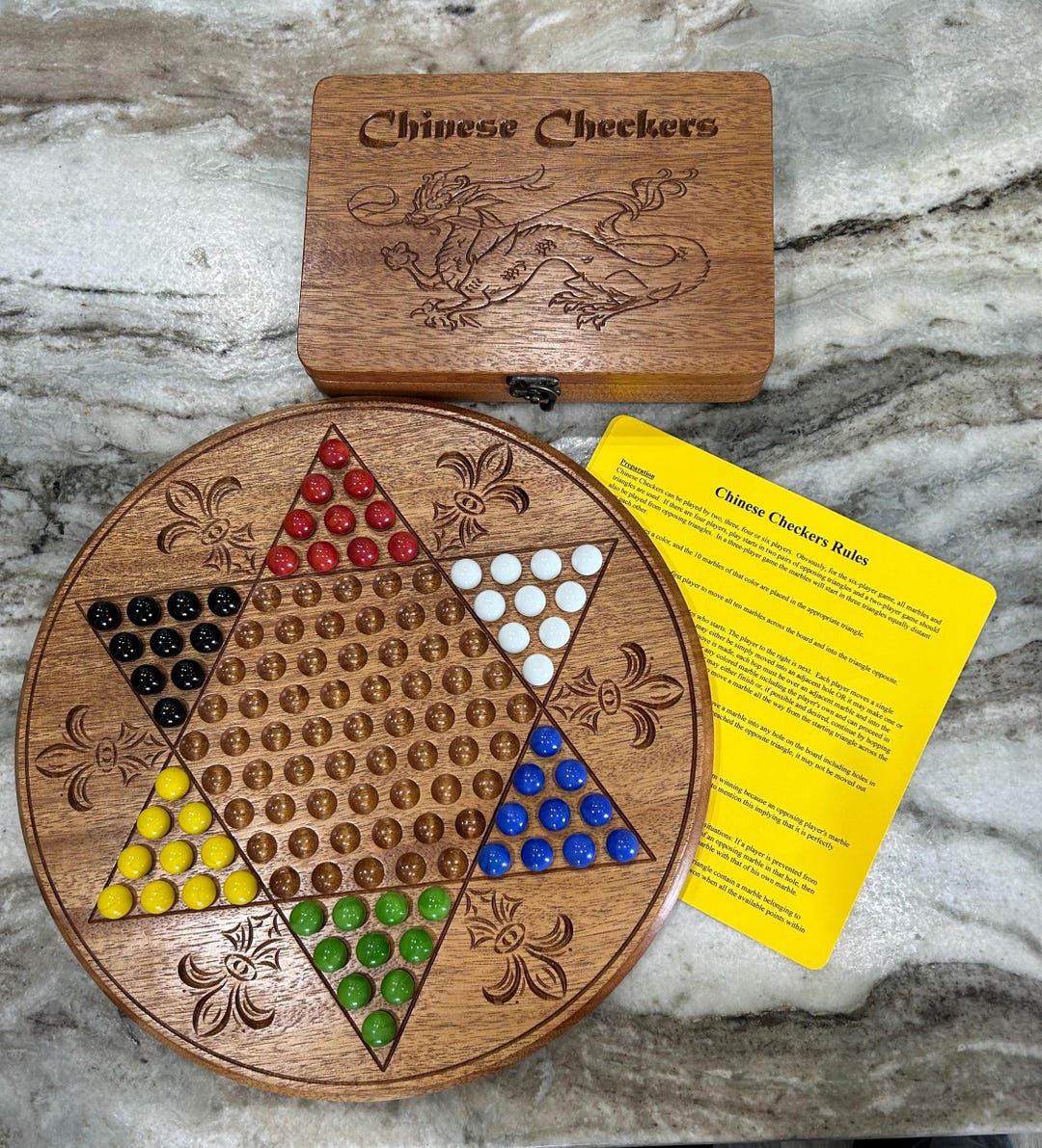 Chinese Checkers With Marble Holder - Etsy