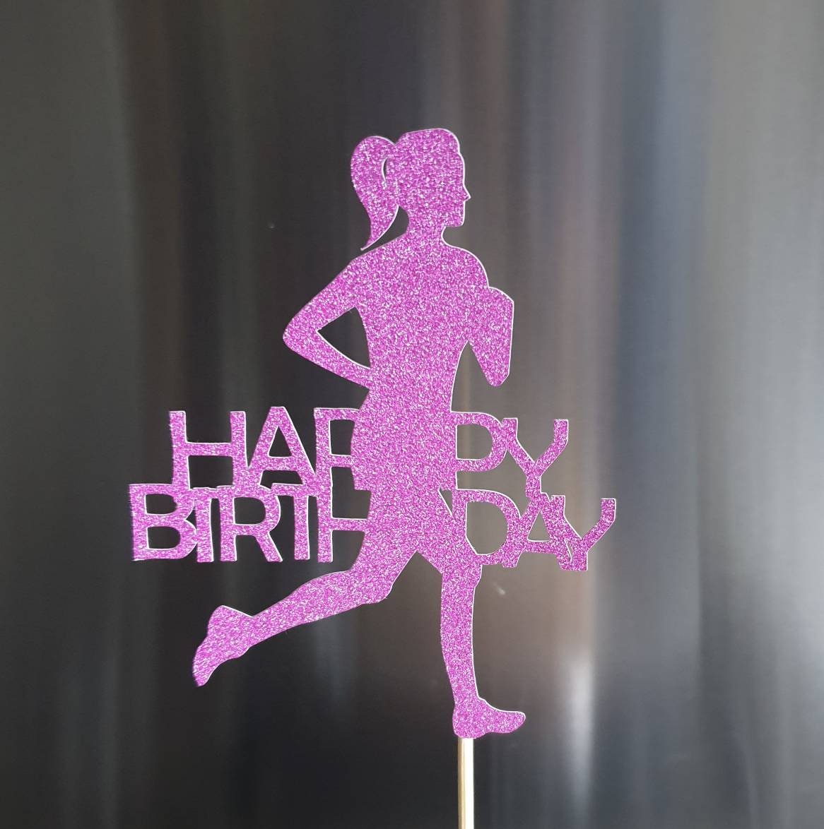 Lady Runner Happy Birthday Cake Topper, Glitter Jogger Topper - Etsy UK