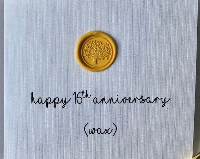 16th Wedding Anniversary Card, Wax Anniversary Card - Etsy
