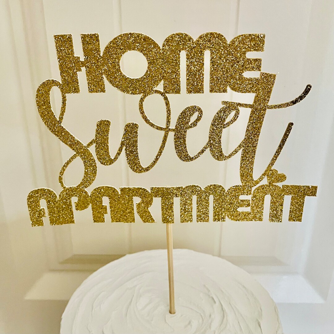 Home Sweet Apartment Cake Topper, Housewarming Glitter Cake Centrepiece ...