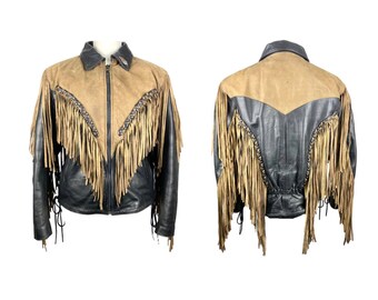 Vintage Leather Fringe Motorcycle Jacket - Etsy