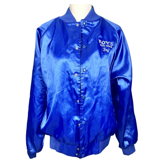 Vintage Clothing, Satin Bomber Jacket, Royal Blue, 80… - Gem