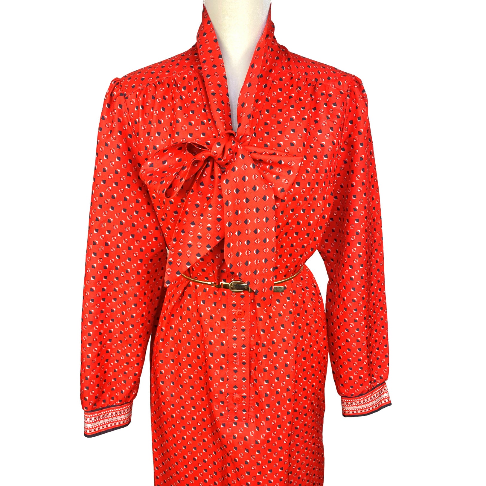 Vintage Dresses for Women Patterned Dress for Women Tie Neck - Etsy