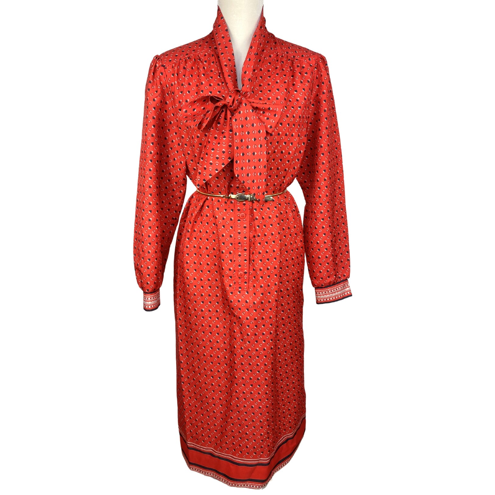 Vintage Dresses for Women Patterned Dress for Women Tie Neck - Etsy