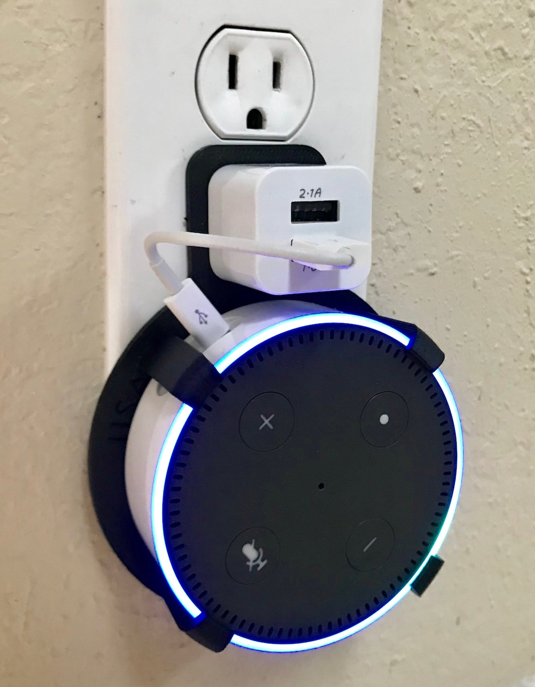 Sturdygrip® Dual USB Port PLUG-IN Wall Mount for Amazon Echo Dot 2nd ...
