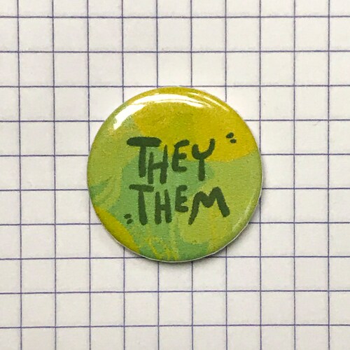 They Them Pronoun Pin Nonbinary Hard Enamel Pronoun Badge in | Etsy