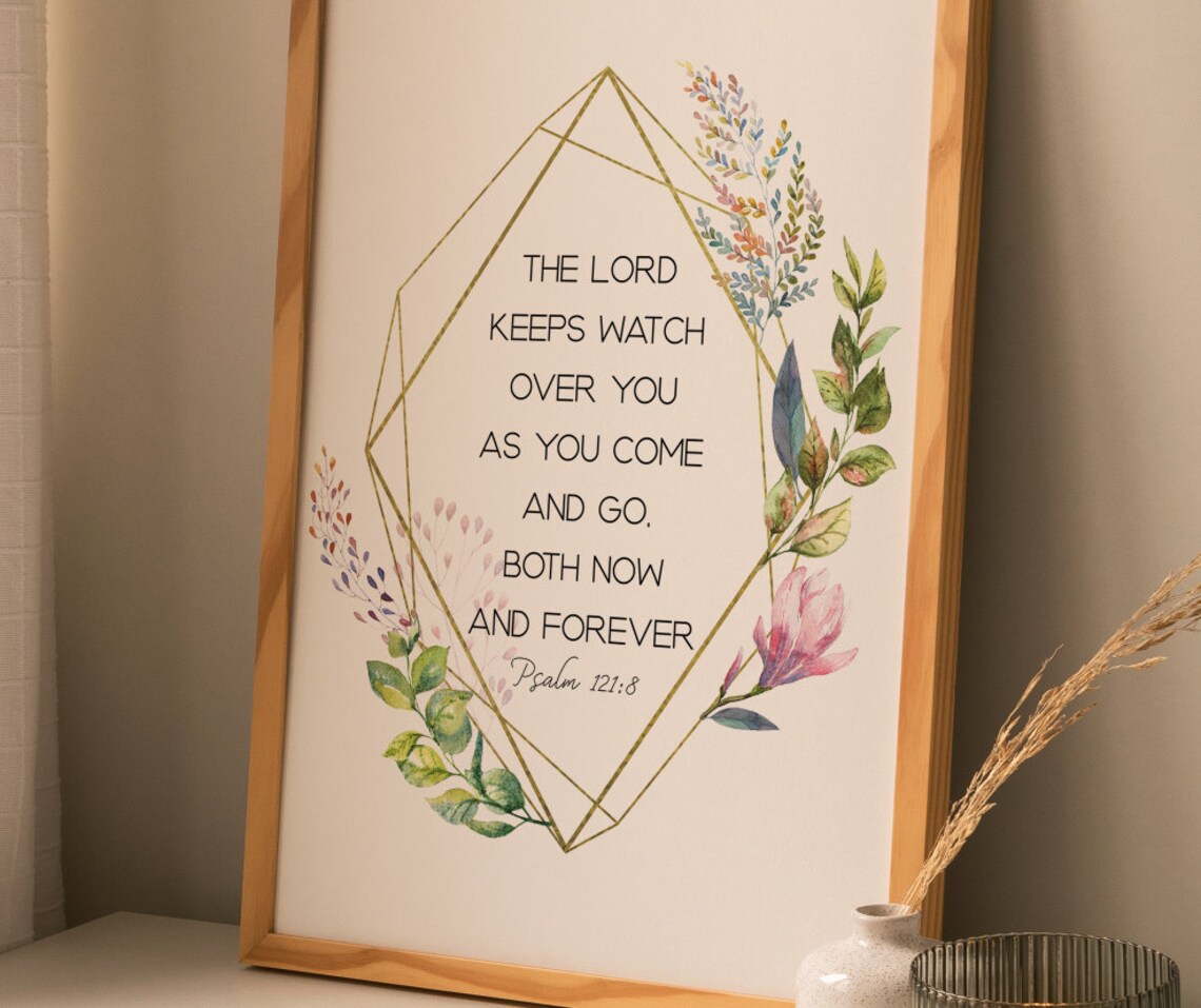 Psalm 121:8 Scripture wall art canvas The Lord keeps watch | Etsy