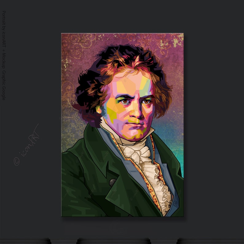 Ludwig Van Beethoven Portrait Classic Fine Art Canvas Print for Home ...