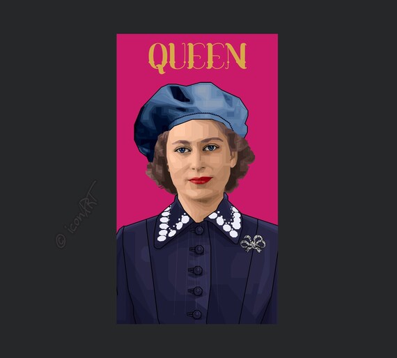 QUEEN Pop Art Portrait Elizabeth II. Digital Art Event - Etsy