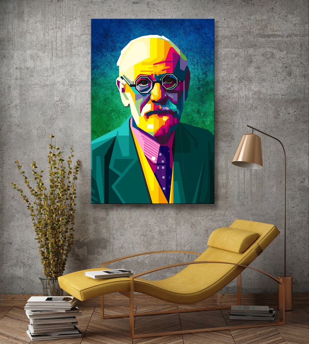 Sigmund Freud Founder of Psychoanalysis - Digital Art on Canvas - for ...