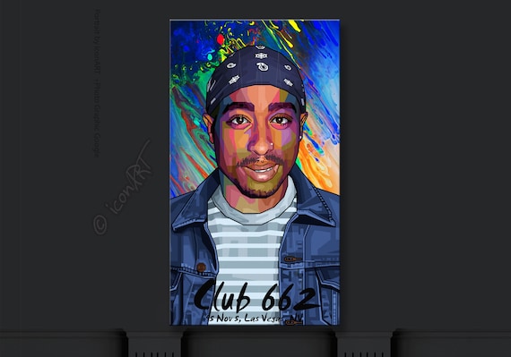 Club 662 Tupac o1 Digital Art on Canvas Pop Art for | Etsy
