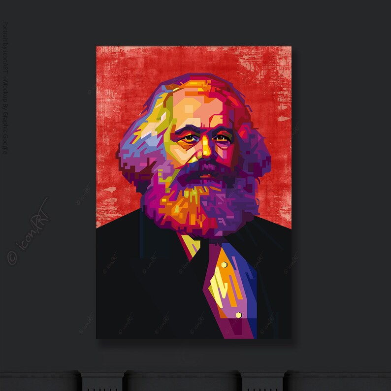 Karl Marx Portrait for Home & Office - Digital Art on Canvas - Wall ...
