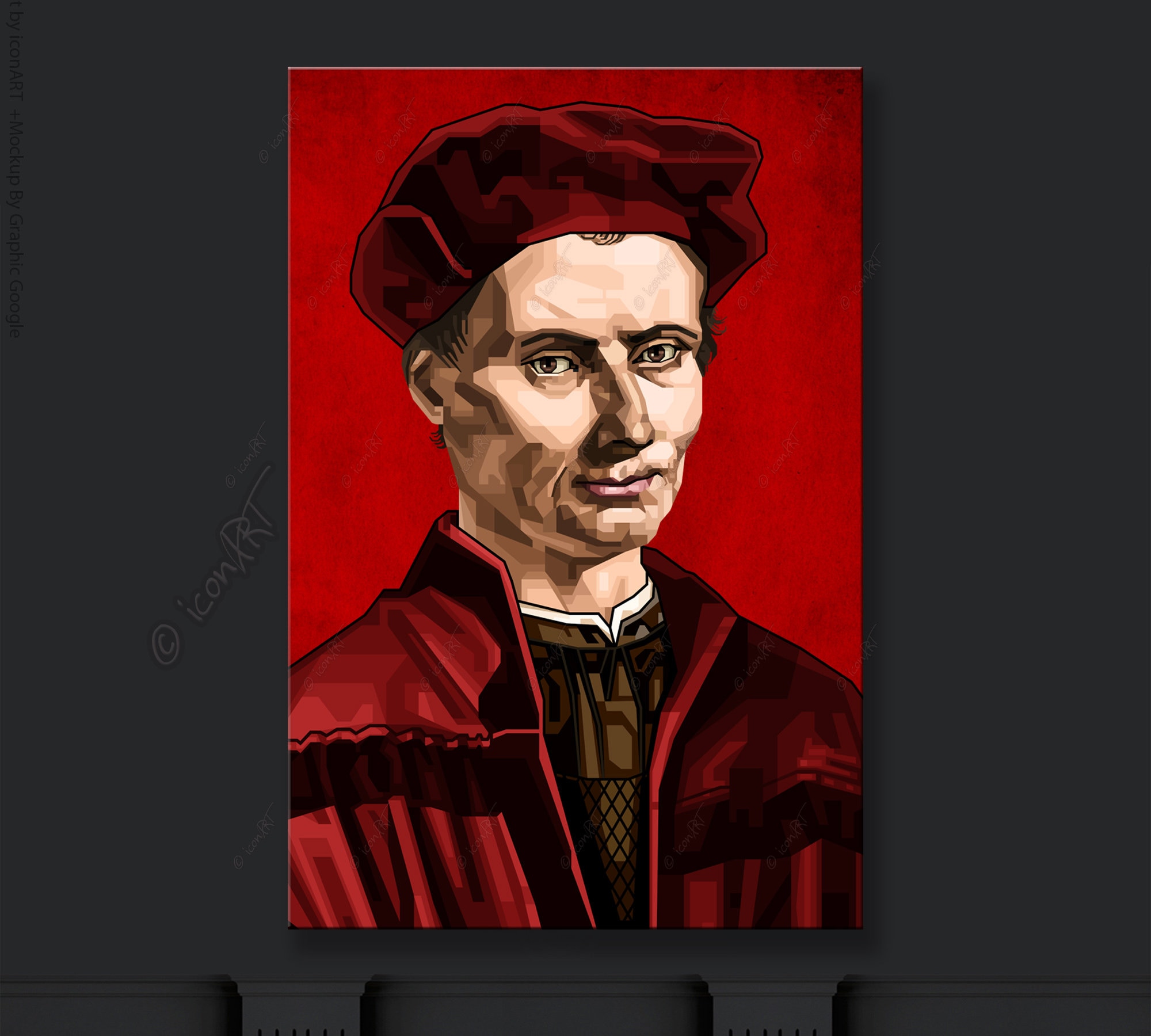 Niccolo Machiavelli Writer, Digital Art on Canvas Framed Fine Art Print ...
