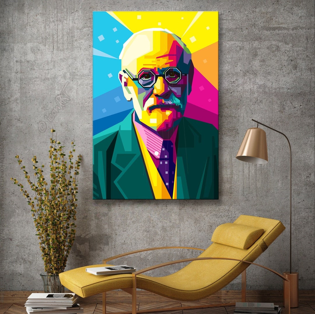 Sigmund Freud Founder of Psychoanalysis - Digital Art on Canvas - for ...