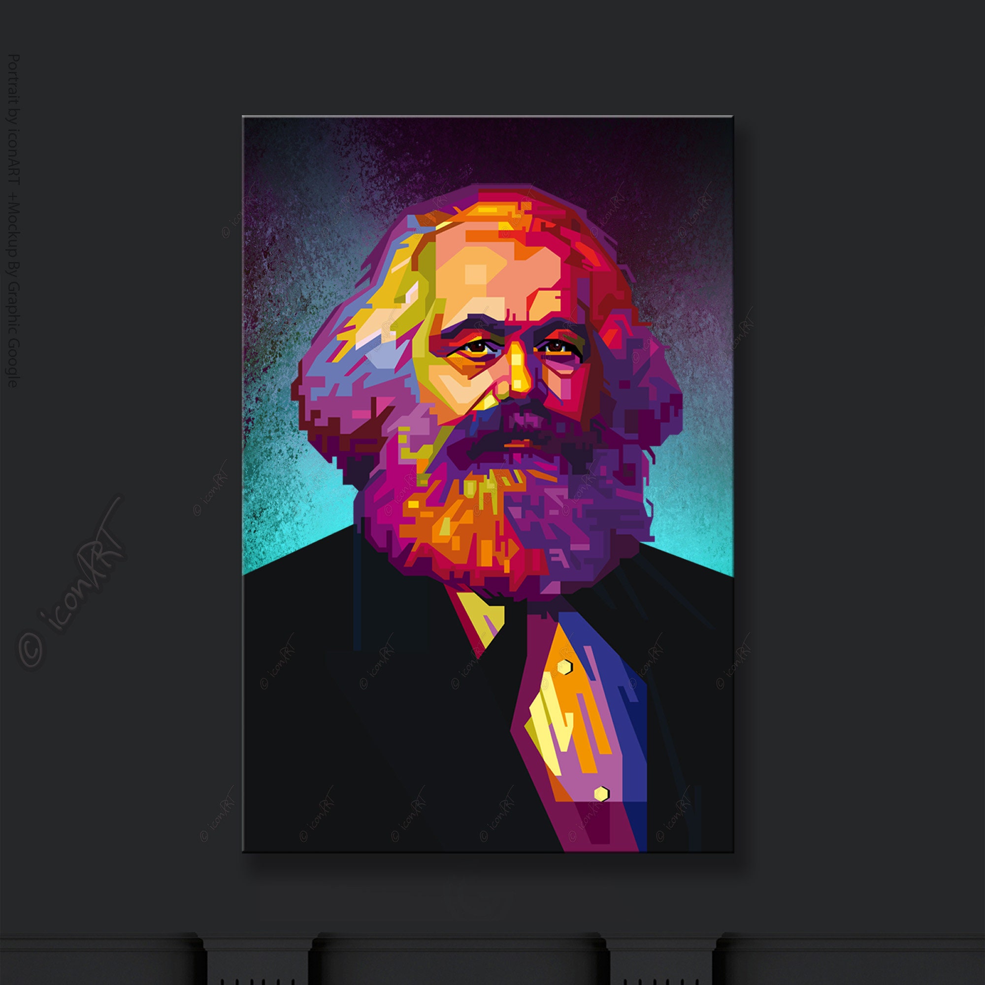 Karl Marx Portrait for Home & Office - Digital Art on Canvas - Wall ...