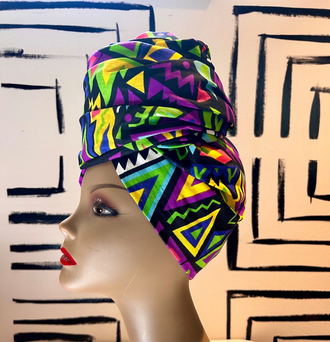 Truth XL Headwraps With Tribal Print and 90s Color Scheme With Neon ...