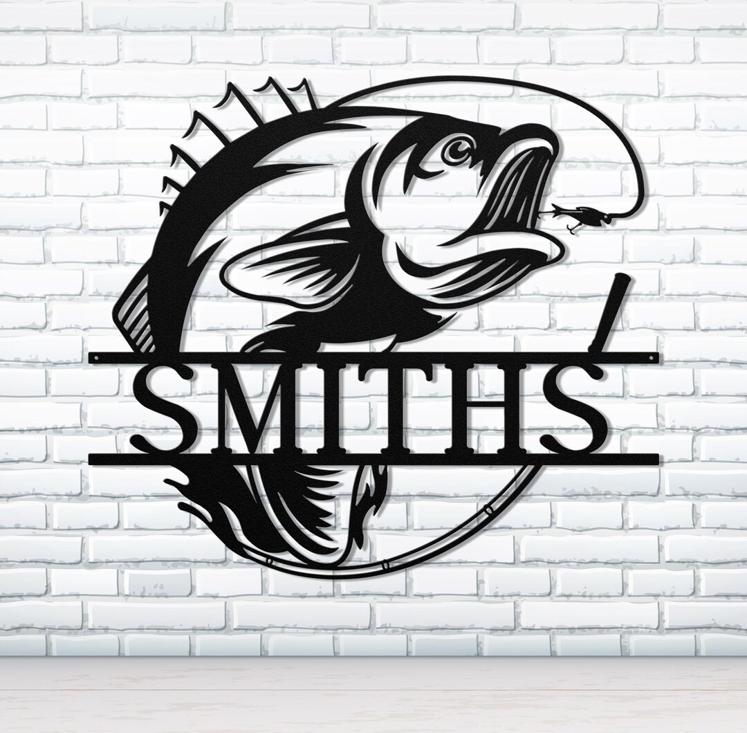 Fish Metal Name Sign, Fishing Metal Monogram Gift, Fishing Gifts for ...